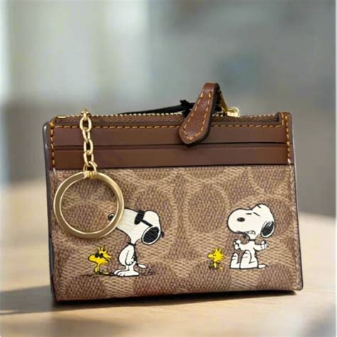 Coach Bags Coach X Peanuts 225 Mini Skinny Id Case Snoopy Cbt4 Brown Signature Canvas Poshmark