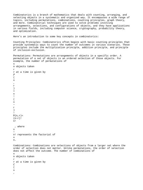 Combinatorics Pdf Combinatorics Discrete Mathematics