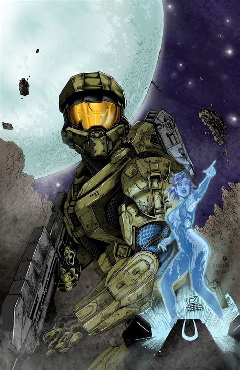 Master Chief And Cortana Battle Art By Juleonidas On Deviantart