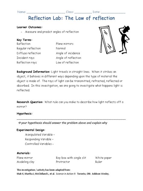 Reflection The Law Of Reflection Pdf Reflection Physics Mirror