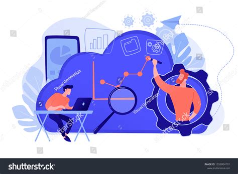 Developers Drawing Chart Monitoring Applications Computing Stock Vector