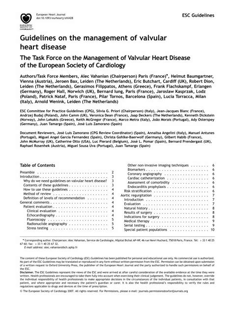 Pdf Esc Guidelines On The Management Of Valvular … Esc Guidelines Guidelines On The