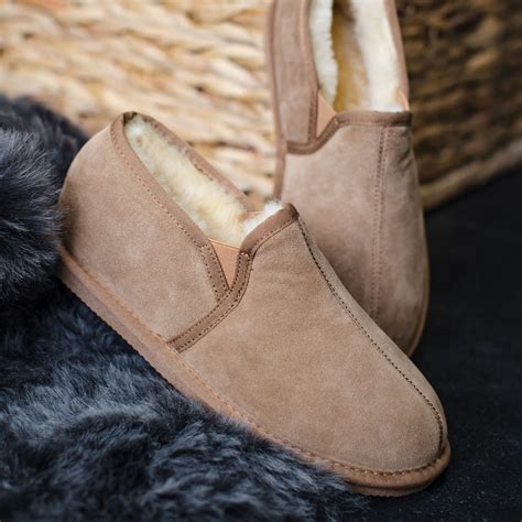 Deluxe Mens Sam Sheepskin Slippers With Hard Sole Chestnut Arthur