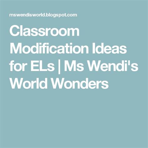 Classroom Modification Ideas For English Learners