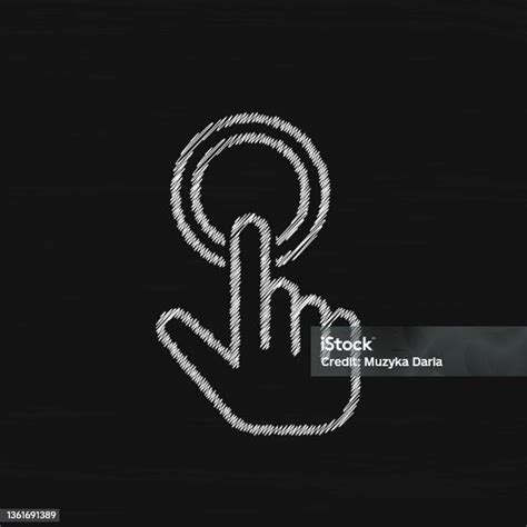 finger pressing round button sketch style vector icon cursor pointer
