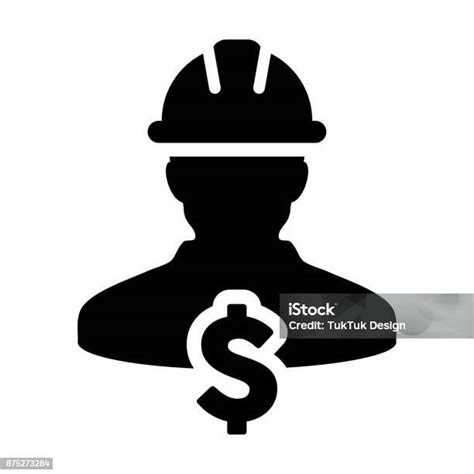 작업자 아이콘 벡터 달러 기호 문자 모양 그림에 남자 사람 건설 프로필 아바타와 아이콘에 대한 스톡 벡터 아트 및 기타 이미지 아이콘 안전모 안전 Istock