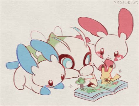 Pikachu Celebi Minun And Plusle Pokemon Drawn By Leels Danbooru