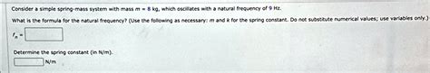 Solved Consider A Simple Spring Mass System With Mass M 8kg Which