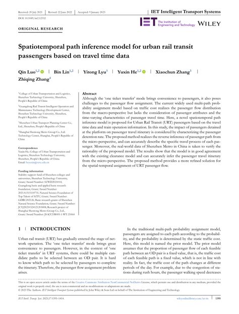 Pdf Spatiotemporal Path Inference Model For Urban Rail Transit