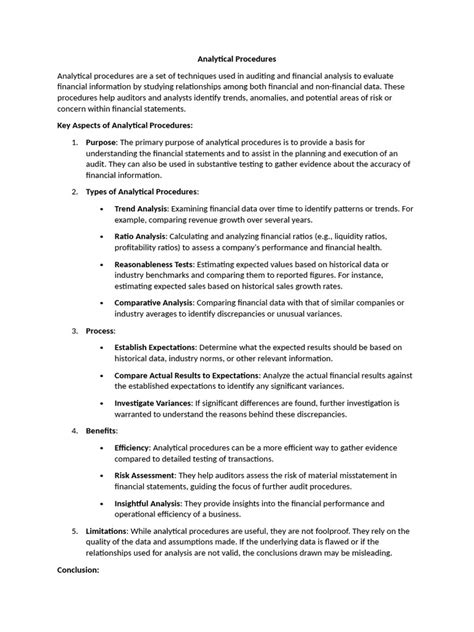 Analytical Procedures Pdf Audit Business