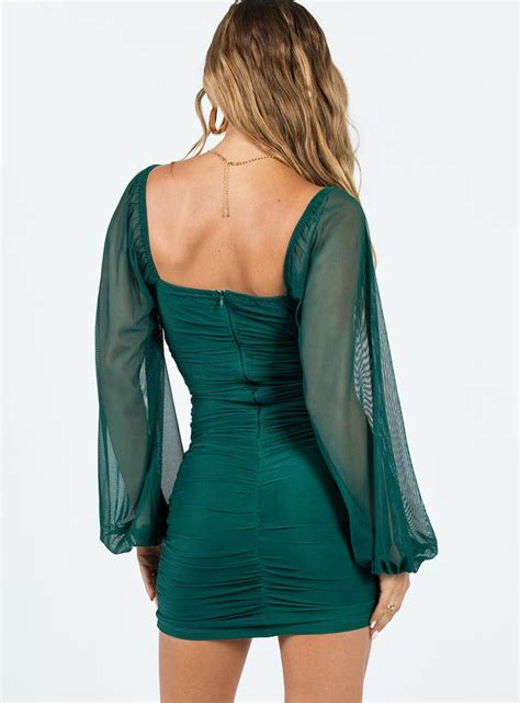 Corbett Long Sleeve Mini Dress Teal Princess Polly Usa