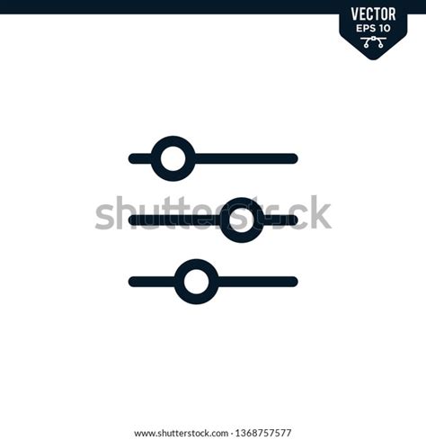 Equalizer Setting Icon Collection Outlined Line Stock Vector Royalty