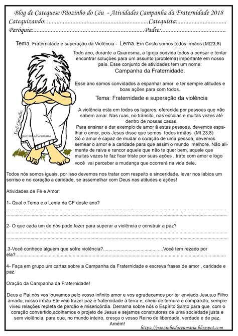 Pãozinho Do Céu Atividades De Catequese Campanha Da Fraternidade 2018