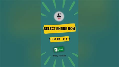 Ms Excel Short Key For How To Select Entire Row Youtube