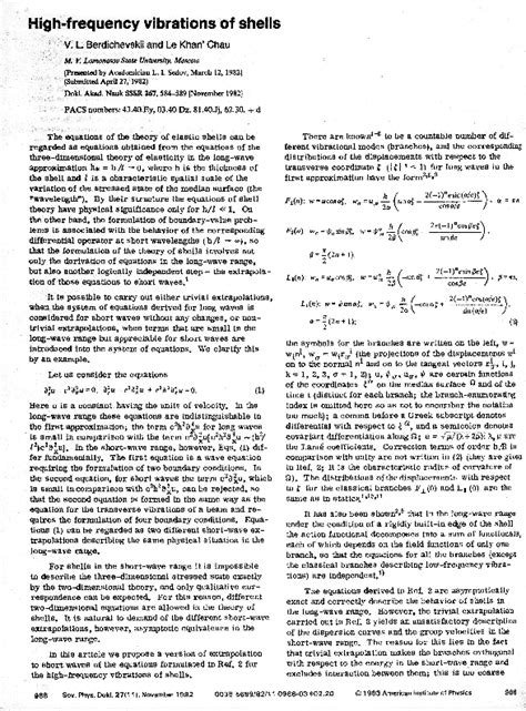 pdf nonlinear vibrations of doubly curved cross ply shallow shells