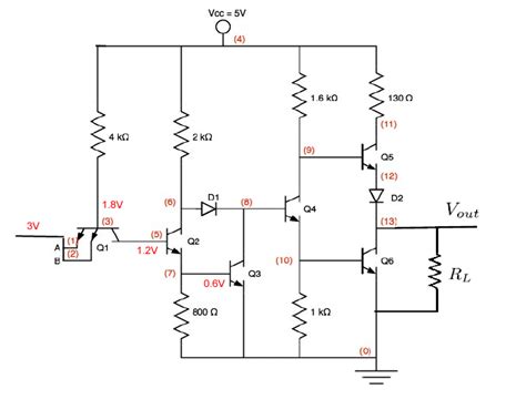 Digital Logic TTL Circuit Analysis Involving A Multi Emitter Transistor Electrical