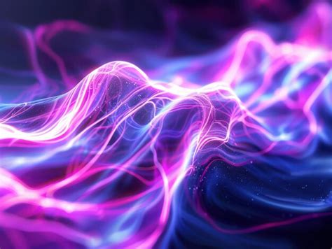 Vibrant Abstract Wave Patterns Purple Blue Technology Digital Art Premium Ai Generated Image