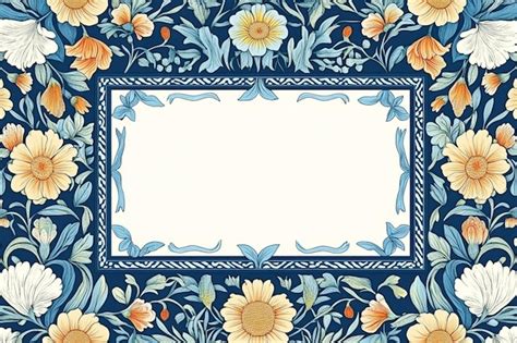 William Morris Rectangular Border Design Premium Ai Generated Vector