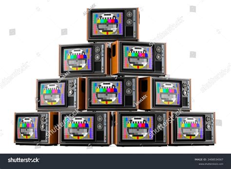 Stack Vintage Tv Sets Test Card Stock Illustration 2408534567