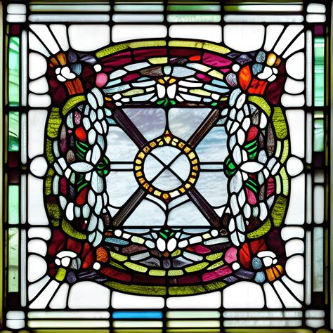 Stained Glass Window With Cats Hyper Realistic And Intricate Detail