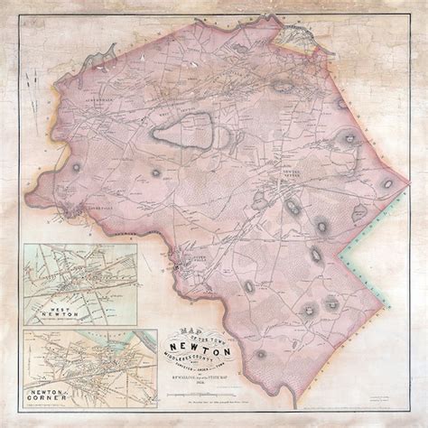 1855 Map Of Newton Middlesex County Massachusetts Etsy