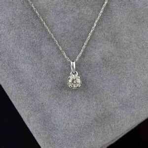 Solitaire Diamond Necklace 14k White Gold Diamond Solitaire Pendant