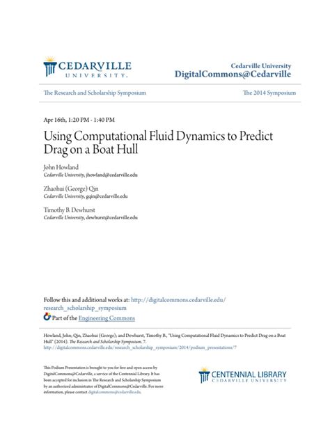Using Computational Fluid Dynamics To Predict Drag On A Boat Hull Pdf