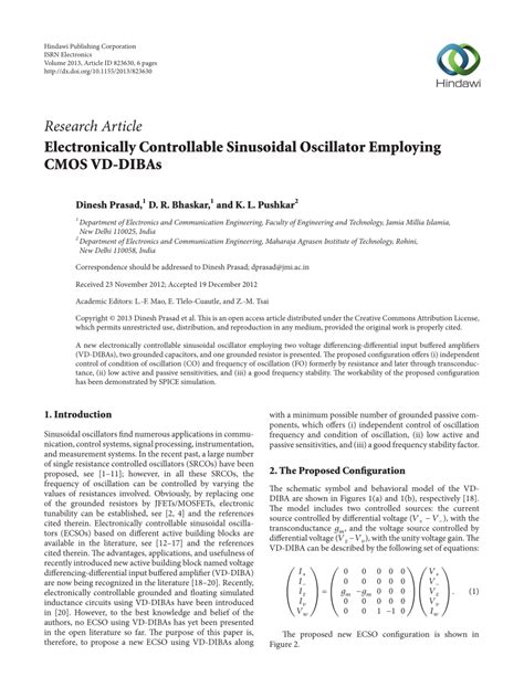 Pdf Fully Uncoupled Electronically Controllable Sinusoidal Oscillator