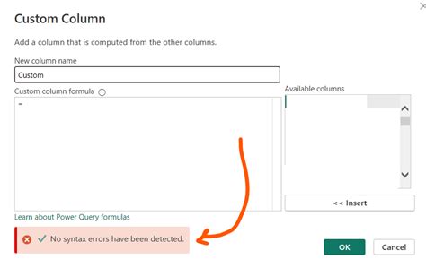 adding customer column in power query no syntax e microsoft