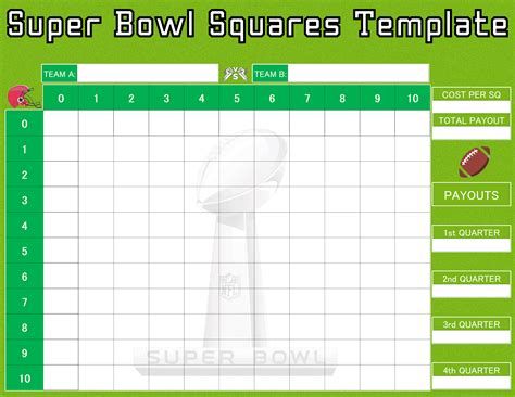 Super Bowl 2026 Squares Template Free Printable Fanny Printable