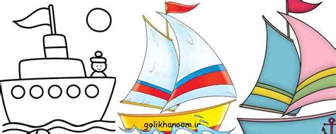 نقاشی قایق 2024؛ زیبا و کودکانه بسیار آسان با ترکیب رنگ جذاب داخل آب و