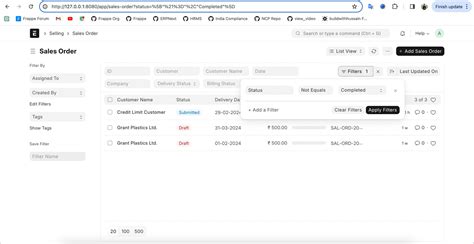 Filter In Listview Erpnext Frappe Forum