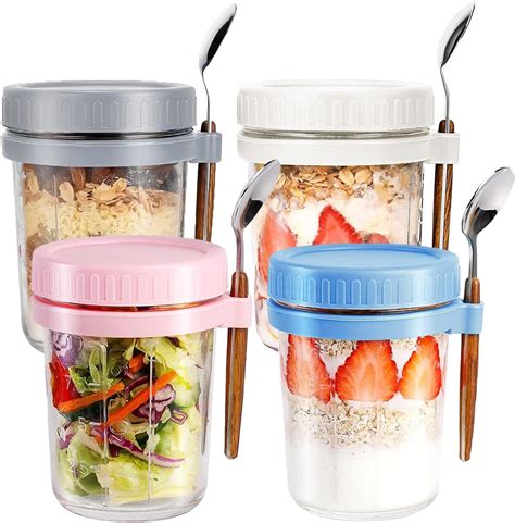 VITEVER Pack Overnight Oats Jars Overnight Oats Container With Lid And Spoon Oz Overnight