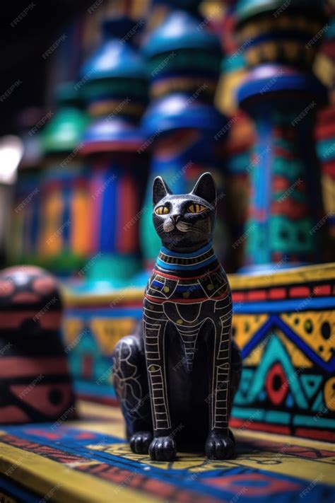Une Statue Dune Ancienne Déesse égyptienne Féline Bastet Assise Sur