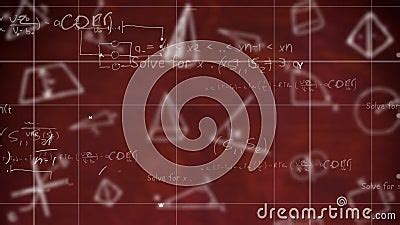 Mathematical Diagrams And Equations Floating Over Geometrical Shapes On