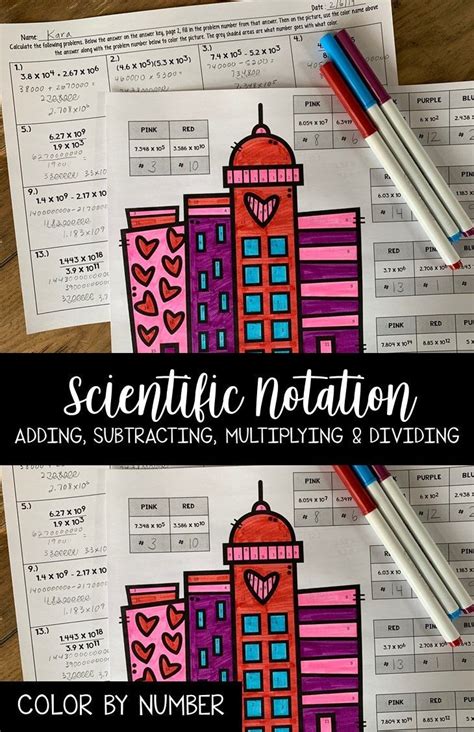 Operations With Scientific Notation Color By Number Activity Scientific Notation Notations