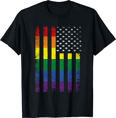 Gay Pride American Flag Lgbt Support Lgbtq Lesbian T Shirt