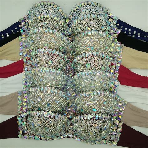 Luxury Rhinestone Bikini Bra Crystal Diamond Women Swimsuit Push Up Ga