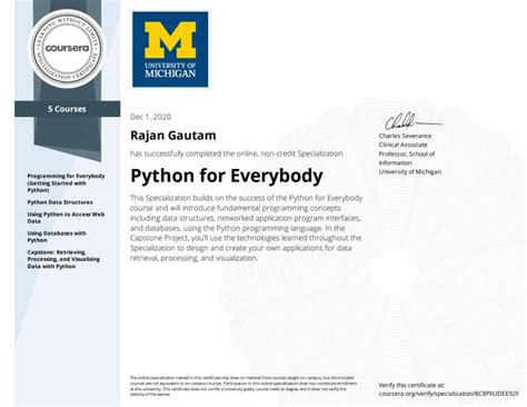 Rajan Gautam On Linkedin Python Specialization Coursera