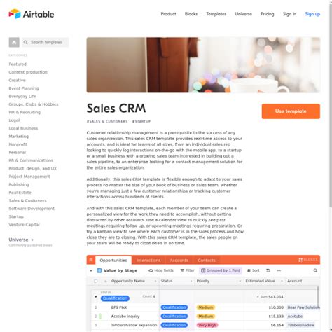 Sales Crm Templates Airtable The Growth Gallery For Startups