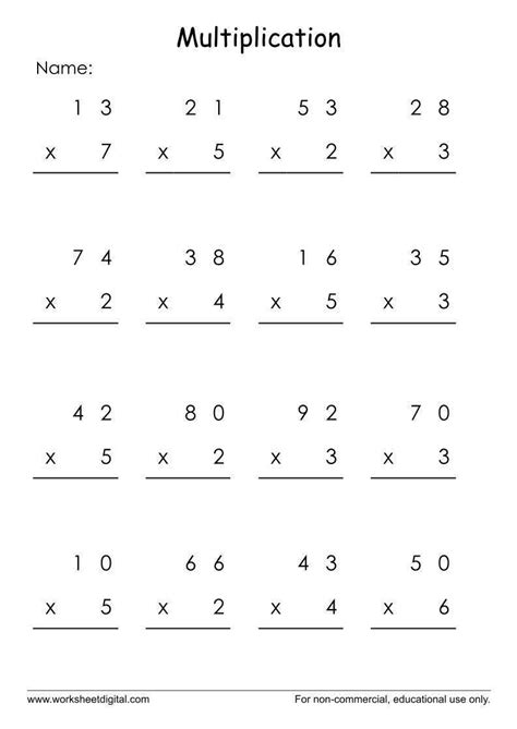Free Printable Multiplication Sums Worksheets For Math Practice