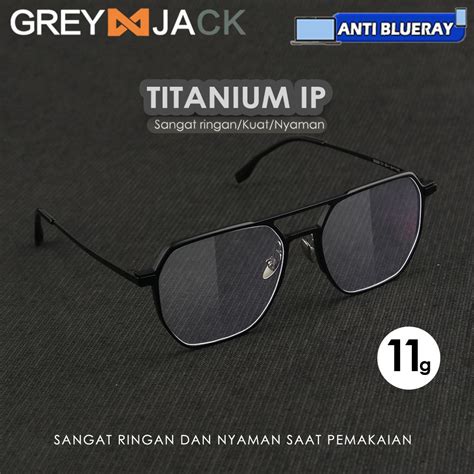 Jual Grey Jack Frame Kacamata Titanium Model Aviator Kotak Ringan Stylish Fashion Pria Wanita