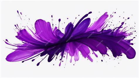 Premium Photo Purple Ink Brush Stroke Collection Isolated On White