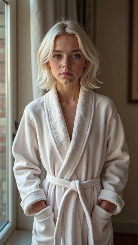Captivating Image Of A Young British Girl In A Bathrobe