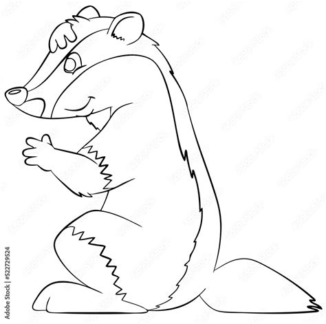 Cartoon Badger For Coloring Page Stock Vector Adobe Stock