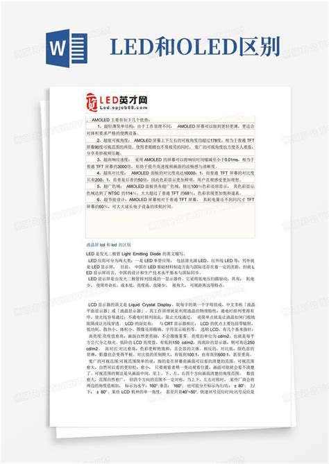 Led和oled区别word模板下载 编号ljrwwxyg 熊猫办公