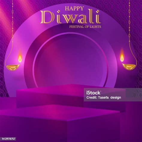 Diwali 또는 Deepavali 3d 연단 광장 무대 스타일 조명의 인도 축제를위한 기도하기에 대한 스톡 벡터 아트 및 기타