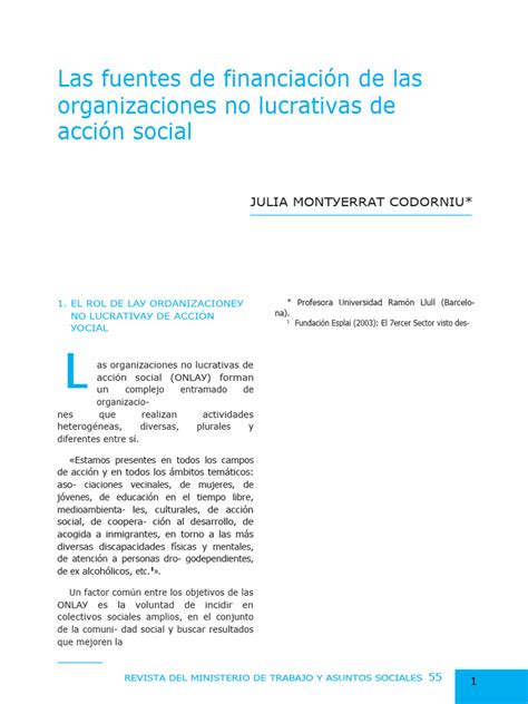 Las Fuentes De Financiación De Las Organizaciones No Lucrativas De