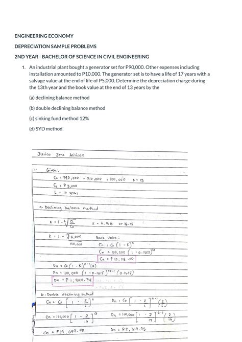 SOLUTION Depreciation Sample Problems And Solution Studypool