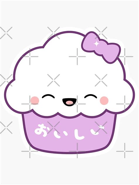 Cute Happy Cupcake Sticker For Sale By Sugarhai Redbubble